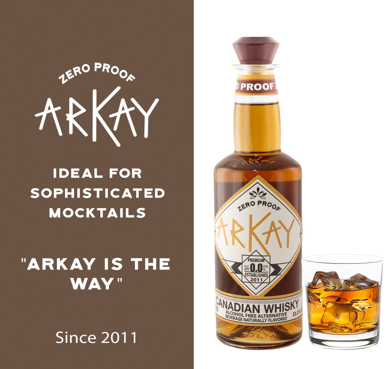 Zero Proof Canadian Whisky 33.3 FL OZ / 1 Liter - Arkay