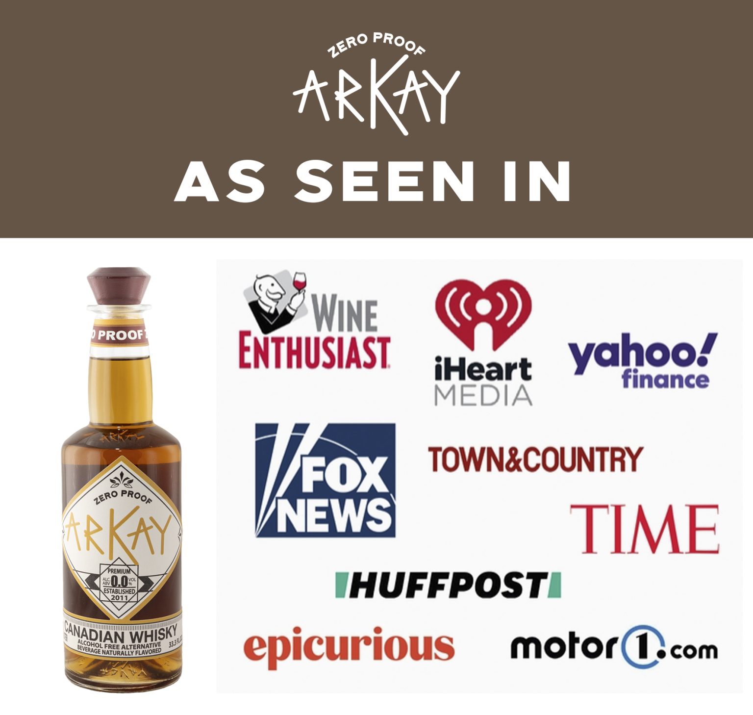 Zero Proof Canadian Whisky 33.3 FL OZ / 1 Liter - Arkay